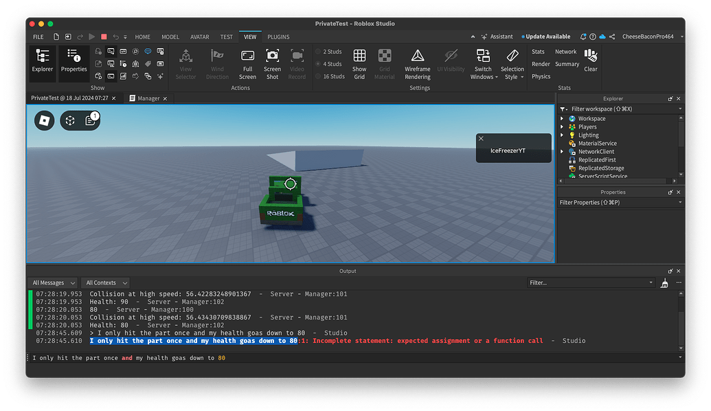 My car health script is not working - Scripting Support - Developer Forum | Roblox