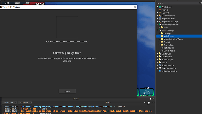 Cant make packages for my ServerStorage Stuff - Scripting Support ...
