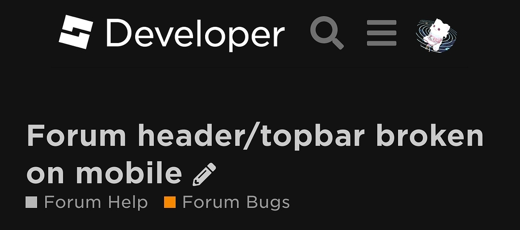 Forum Header Topbar Broken On Mobile Forum Bugs Developer Forum