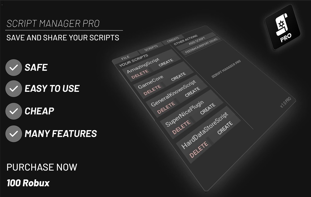 Script Manager Pro - Save and Share your scripts - Community Resources - Developer Forum | Roblox