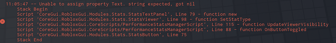 Performance Stats Sent & Recv tab throw CoreGui error when clicked ...