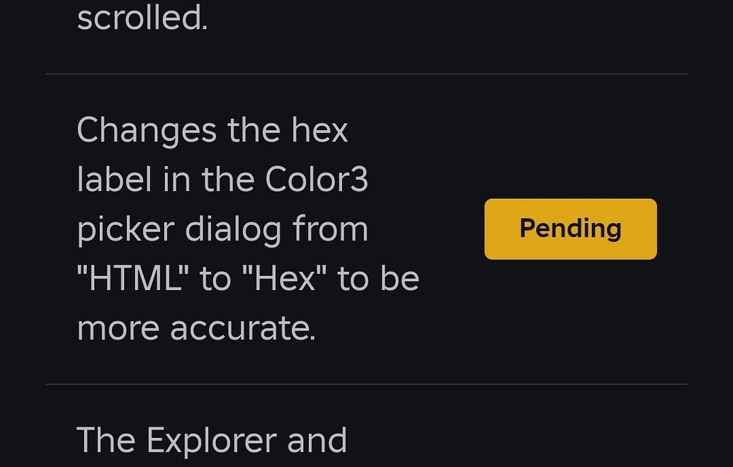 Color3 menu mis-labels Hexadecimal color code as "HTML" - Studio Bugs ...