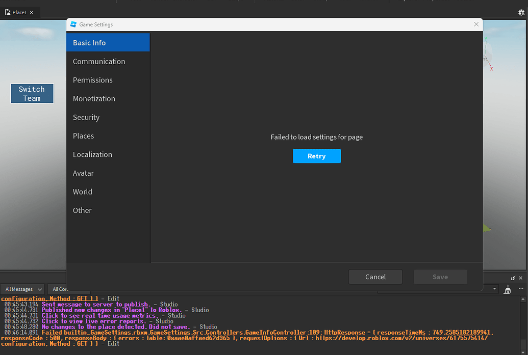Game Settings > Avatar > Failed To Load Settings For Page? - Scripting ...