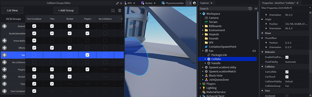 Collision Group interaction with Tools - Scripting Support - Developer ...
