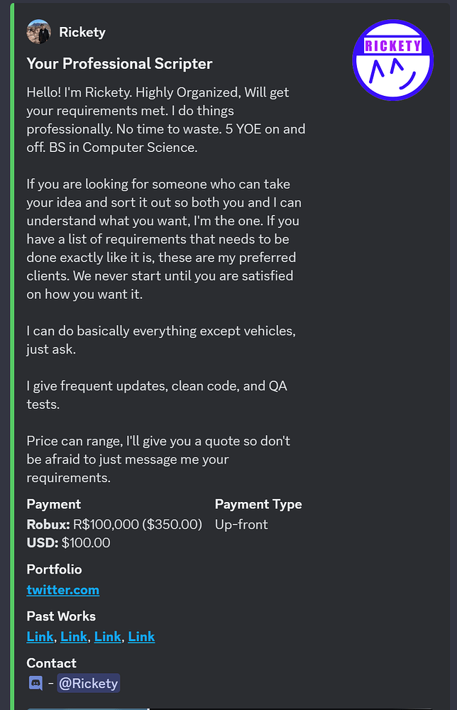 Professional Scripter - Rickety [FOR HIRE] - Portfolios - Developer ...