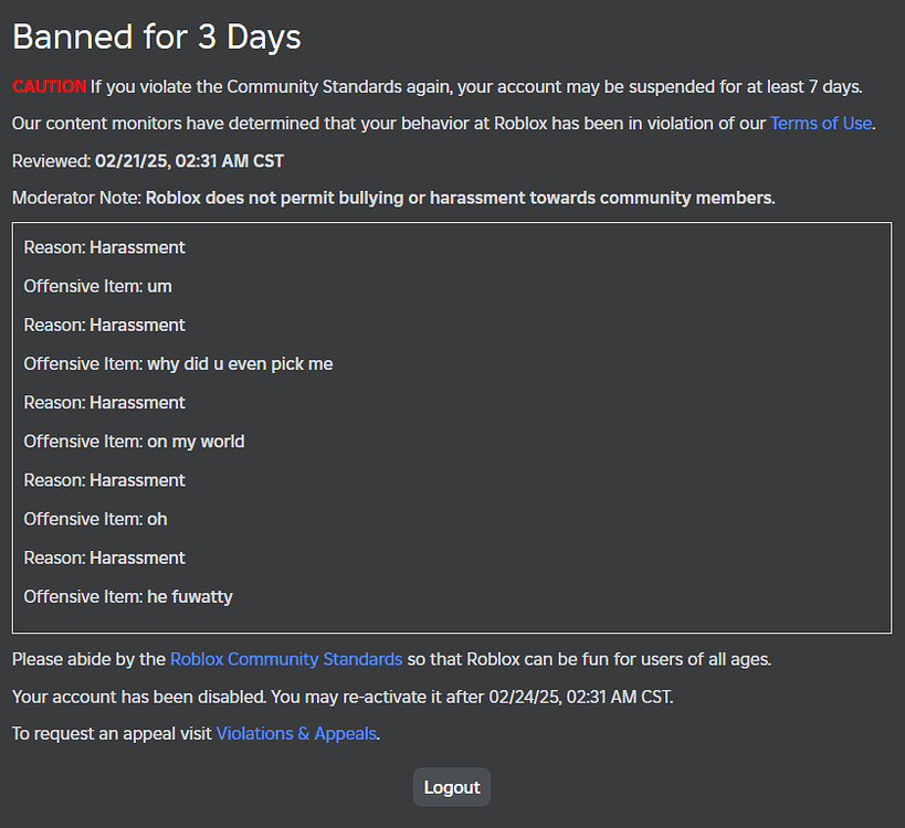 False-banning issue - Other Bugs - Developer Forum | Roblox