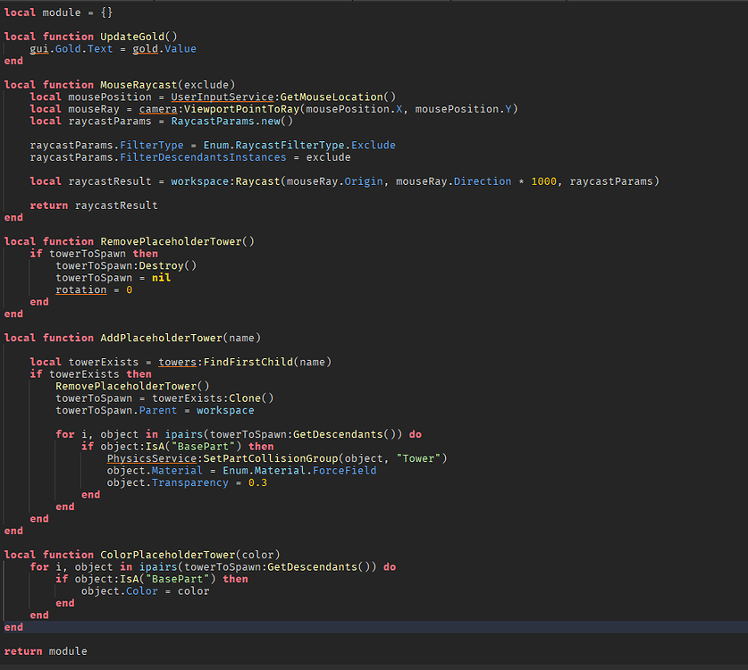 Not placing tower but there is no errors - Scripting Support - Developer Forum | Roblox