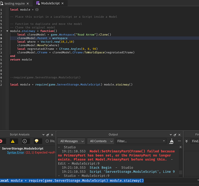 Use of a module script from the command line - Scripting Support - Developer Forum | Roblox