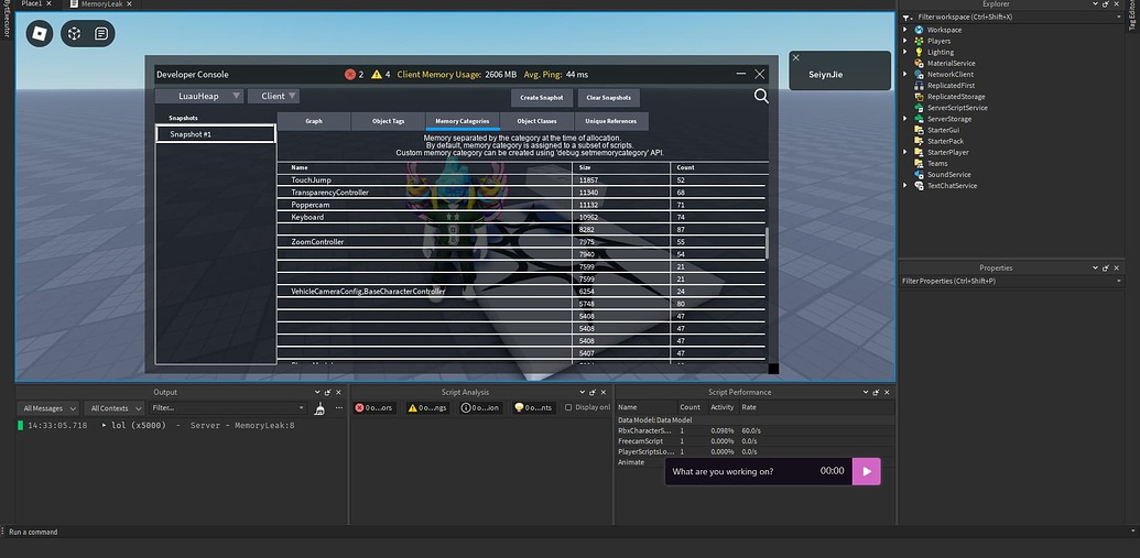 Intermediate Scripter: How to Detect & Solve Memory Leaks? - Scripting Support - Developer Forum ...