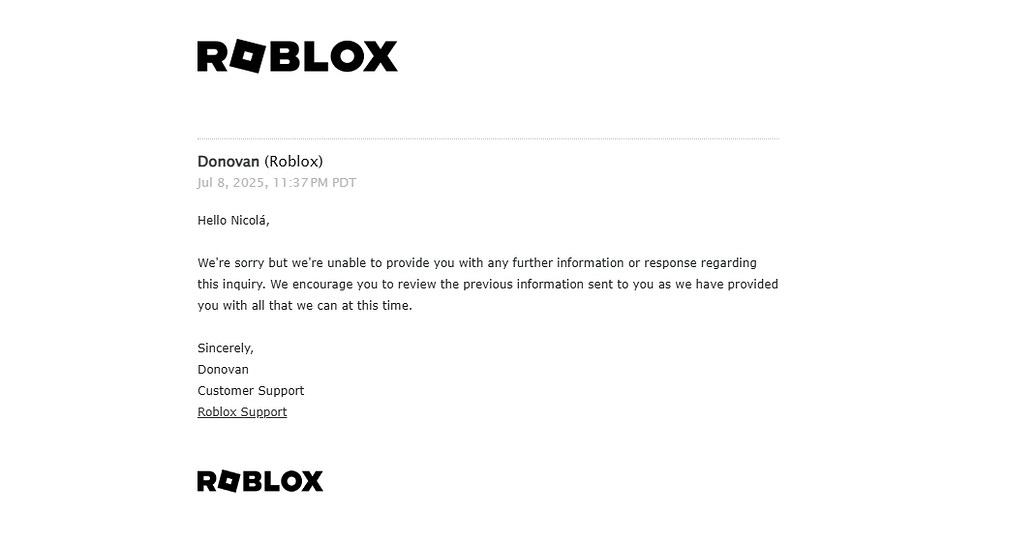 Roblox blocked and removed access to my account due to a security ...