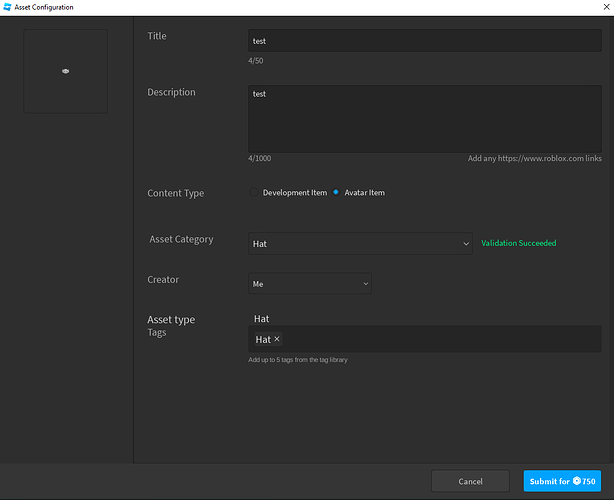 UGC Asset Configuration's upload button becomes disabled after canceling - Studio Bugs ...