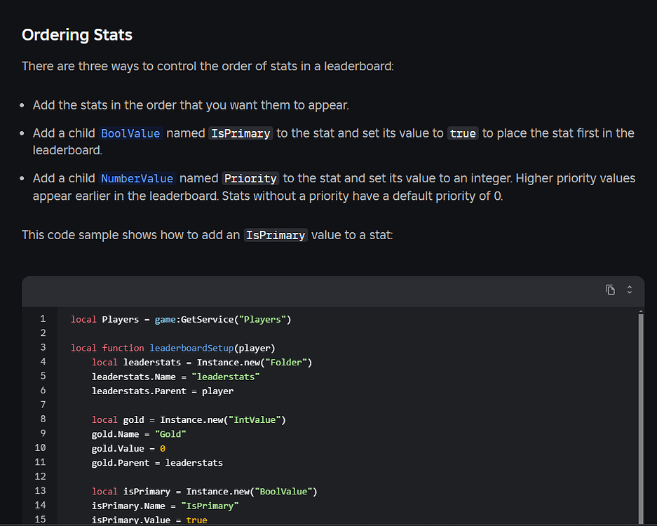 Leaderboard "Priority" value sorting does not work - Engine Bugs - Developer Forum | Roblox