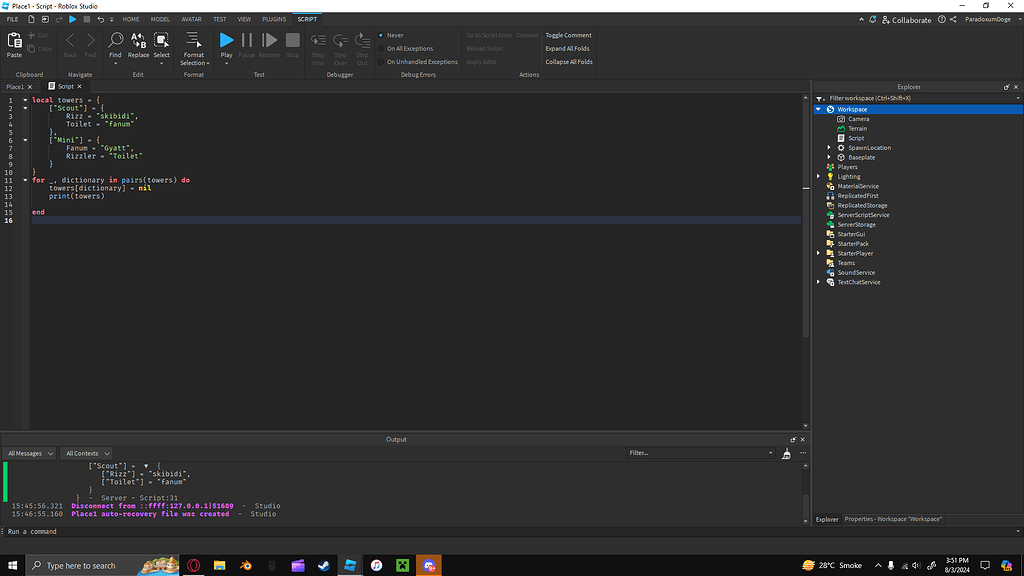 Table Not Removing From Dictionary - Scripting Support - Developer Forum | Roblox