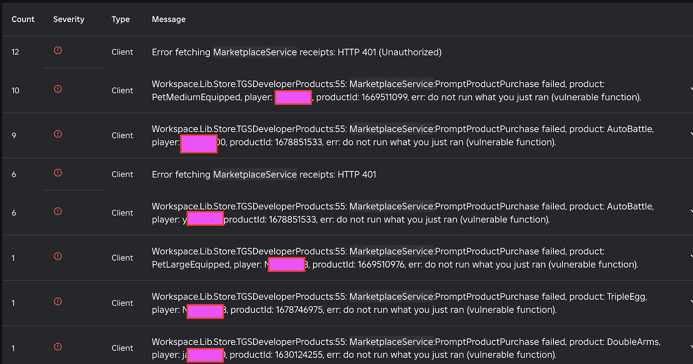 MarketplaceService:PromptProductPurchase throws error "do not run what you just ran (vulnerable ...