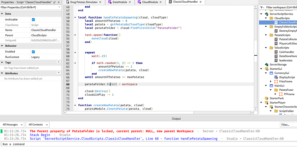 Error says parent property is locked - Scripting Support - Developer ...