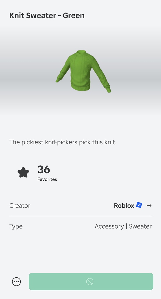 Green Knit Sweater by Roblox Is Off-Sale - Catalog Asset Bugs ...