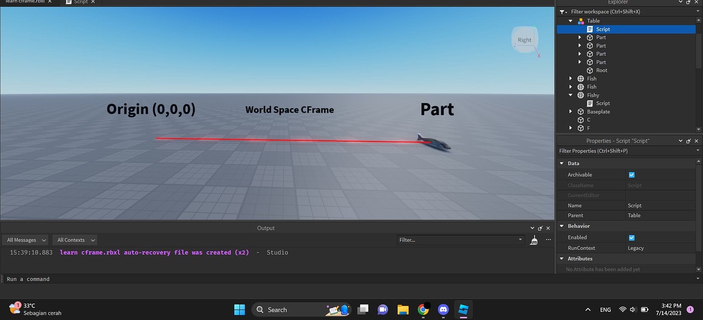 CFrame ToWorldSpace() and ToObjectSpace() - Scripting Support - Developer Forum | Roblox