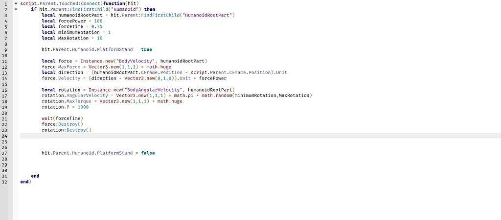 Script knockback issue - Scripting Support - Developer Forum | Roblox