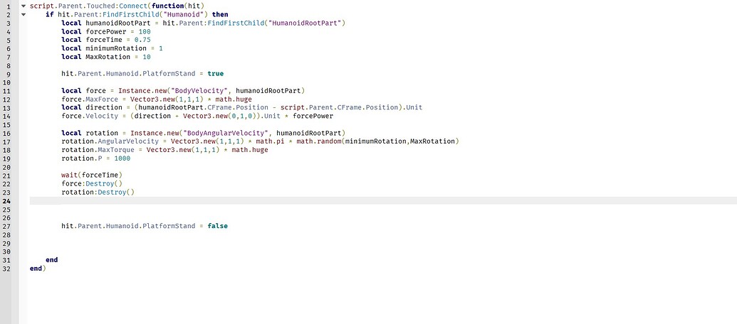 Script knockback issue - Scripting Support - Developer Forum | Roblox