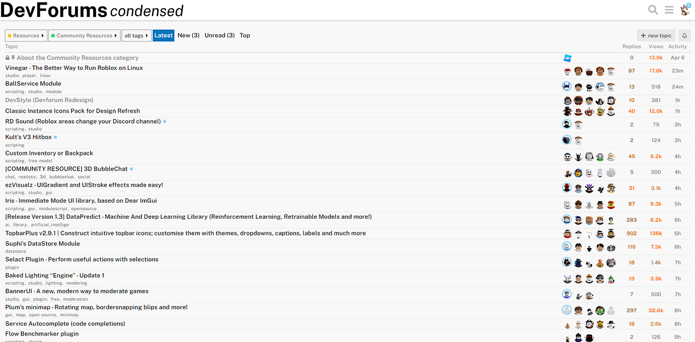 DevForum Condensed (DevForum Redesign) - Community Resources - Developer Forum | Roblox