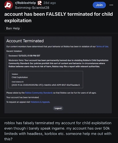 Roblox appeal portal not concluding situation resulting in appeal ...
