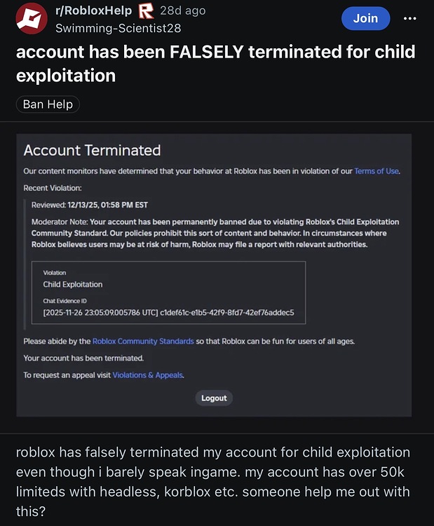 Roblox appeal portal not concluding situation resulting in appeal ...