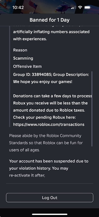 Will a (false) 1 day ban for scamming affect devex ability? - Platform ...