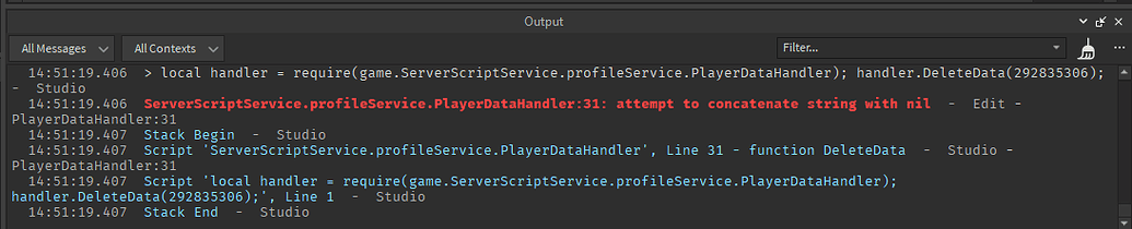 Having Insane Difficulty Wiping ProfileService Data - Scripting Support ...