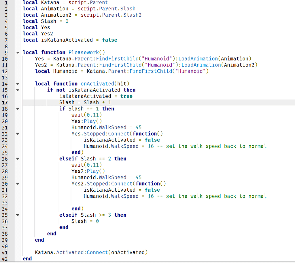 Why is my slash stop working after it get back to 0? - Scripting ...
