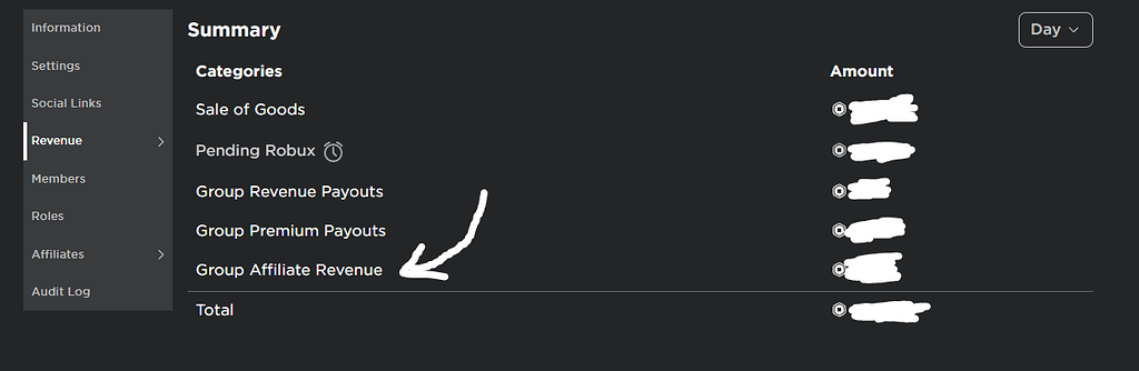 Add affiliate revenue to group revenue summary - Website Features - Developer Forum | Roblox