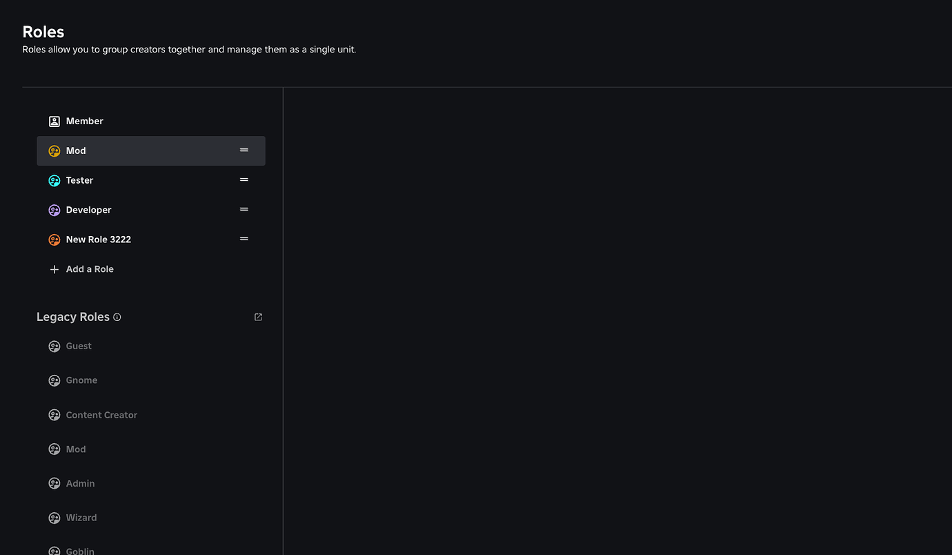 The roles dashboard in the creator hub doesnt show the role ...