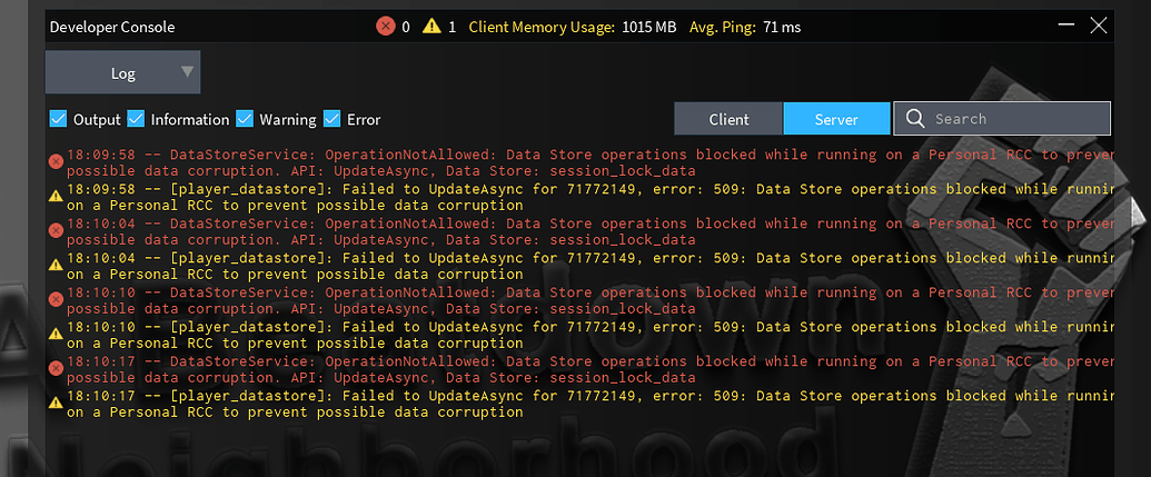 Error preventing player data from loading in game: "Data Store ...