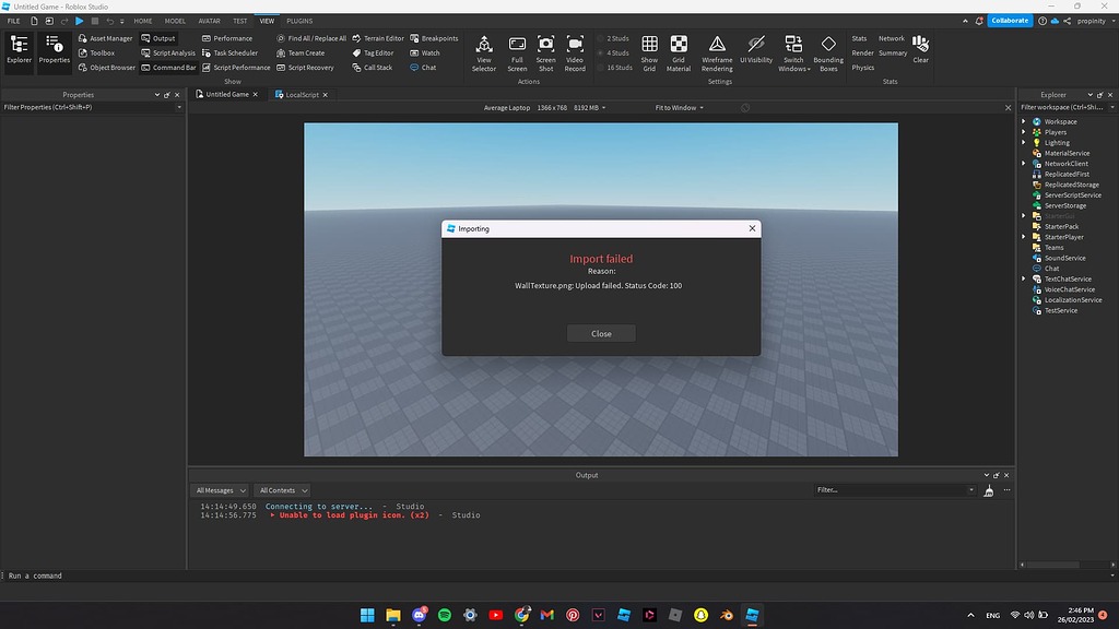 3D Importer error Status 100 - Building Support - Developer Forum | Roblox