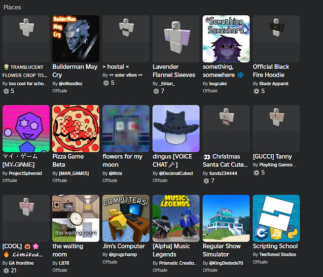 Random clothing showing up in "My Favorites" > "Places" - Roblox ...