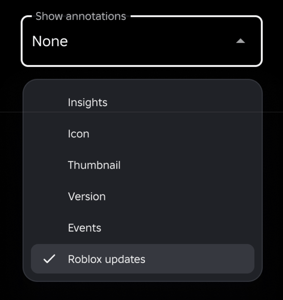 New Roblox update annotations on Creator Analytics - Announcements ...