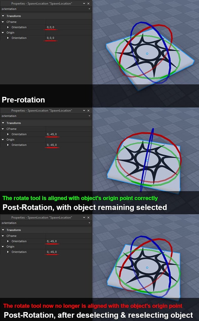 Studio's building tools are not correctly updating with an object's origin point after being ...