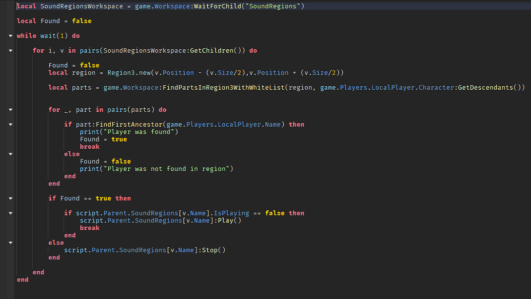 Sound regions not working - Scripting Support - Developer Forum | Roblox