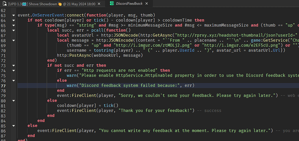 Need Help With Feedback Script - Creations Feedback - Developer Forum ...