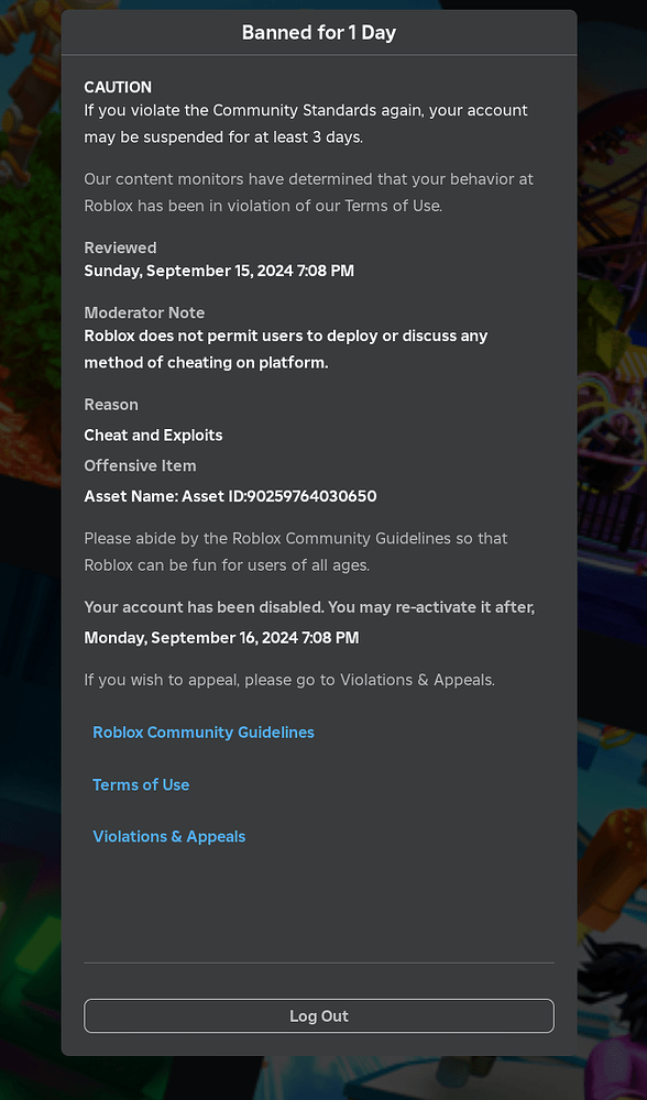 Moderation bot banning UGC Assets for "Cheating and Exploiting." - Catalog Asset Bugs ...