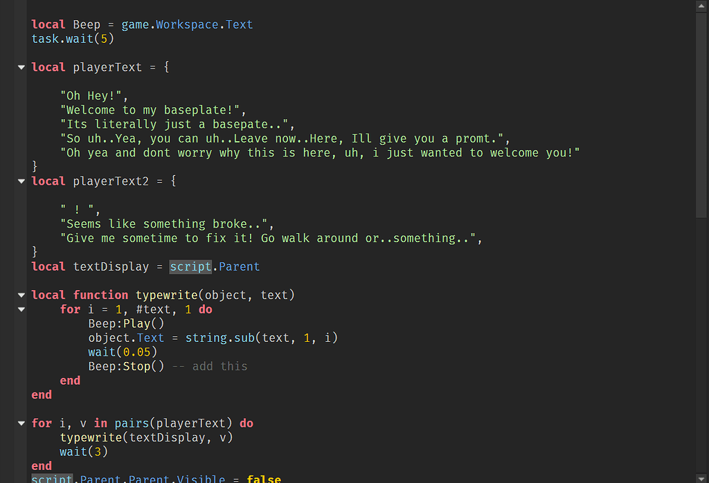 Feedback on some of my scripts, animations and lighting i made ...