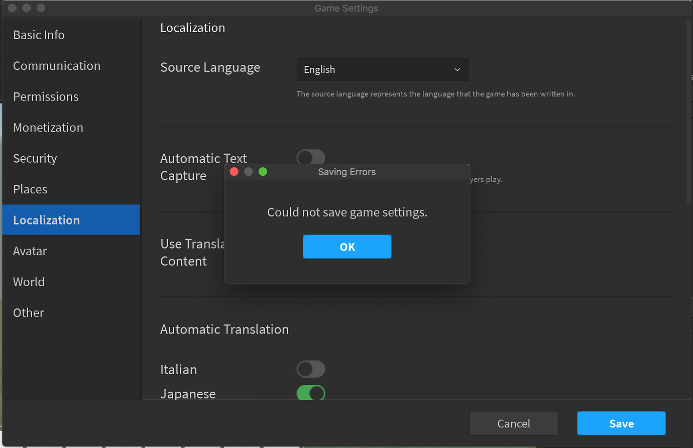 Unable to Save Game Settings After Selecting All Language on Localization Section - Studio Bugs ...