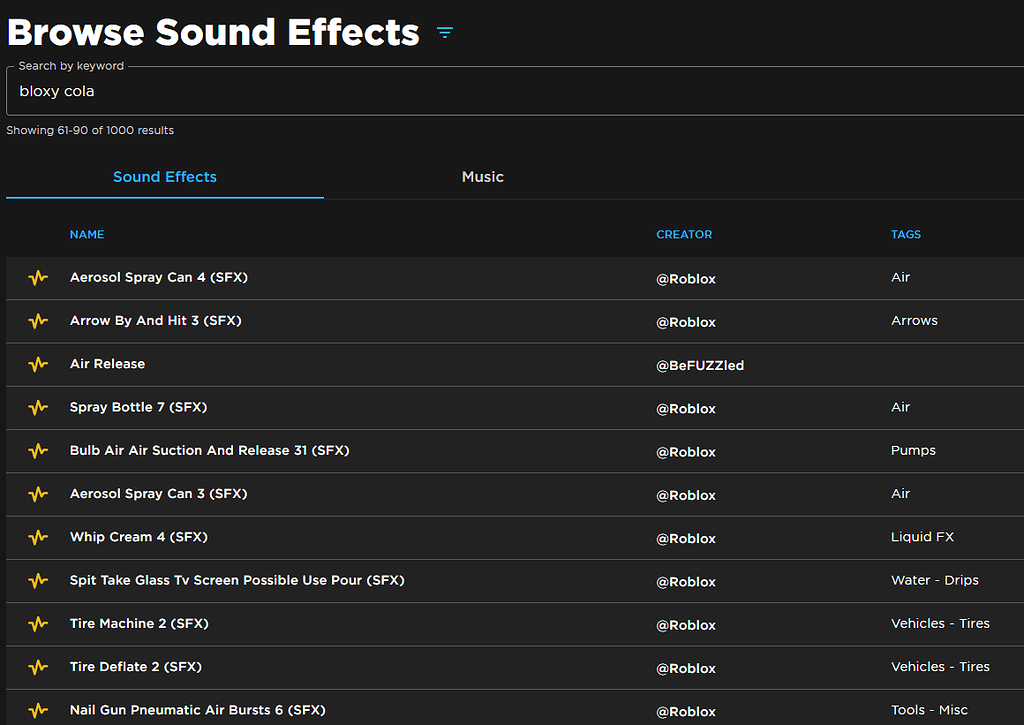 How do I find sounds? - Platform Usage Support - Developer Forum | Roblox