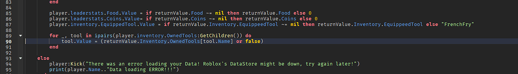 Why does it say ServerScriptService.Player data:90: attempt to index nil with 'FrenchFry3 ...
