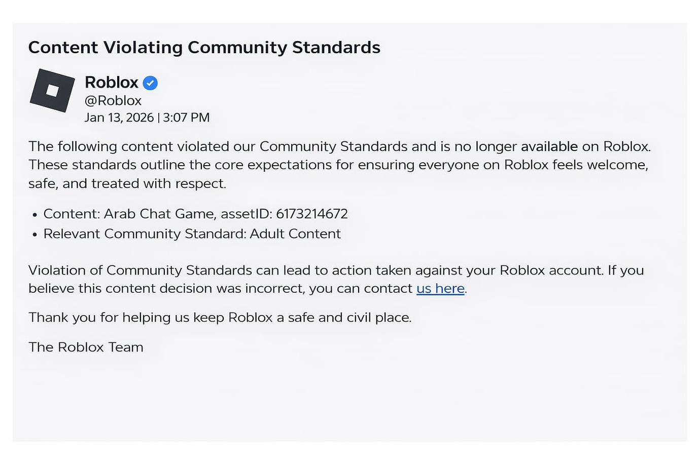 My game was taken down by Roblox moderators for ‘Sharing Personal ...