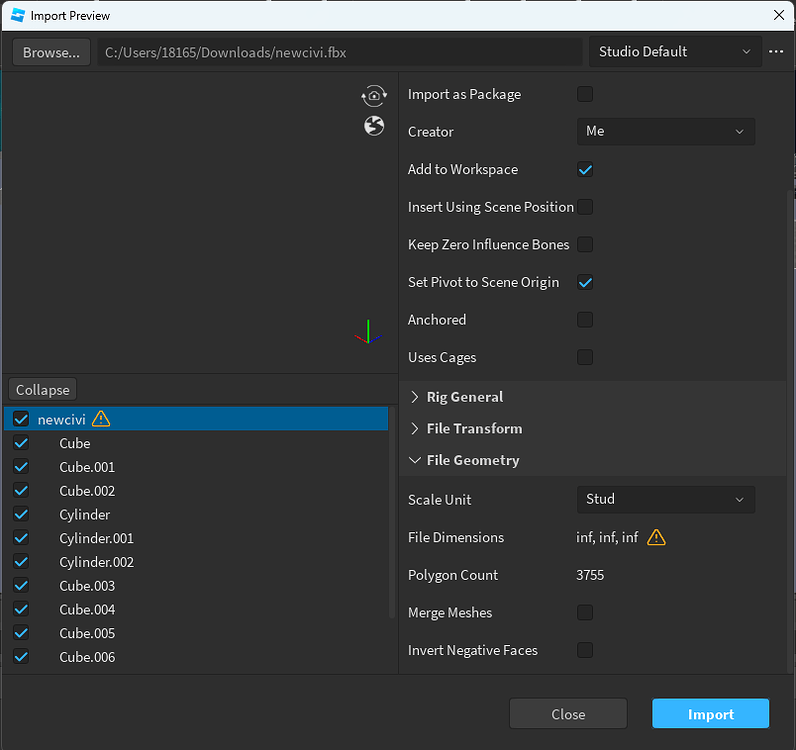 [SOLVED] How to fix "file dimension size is (inf,inf,inf)" in Roblox ...