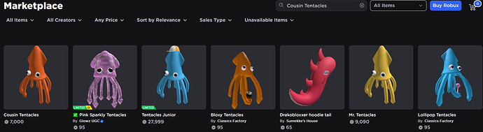 "Mr. Tentacles" series is *almost* unsearchable - Roblox Application and Website Bugs ...