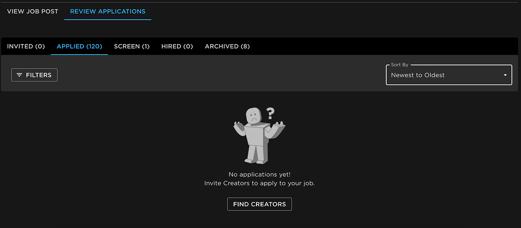 Job applicants page does not display any applicants with a post with ...