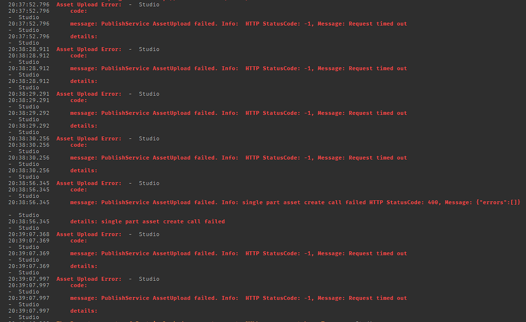 Receiving status codes -1 and 400 with 3D Importer + Import Queue - Studio Bugs - Developer ...