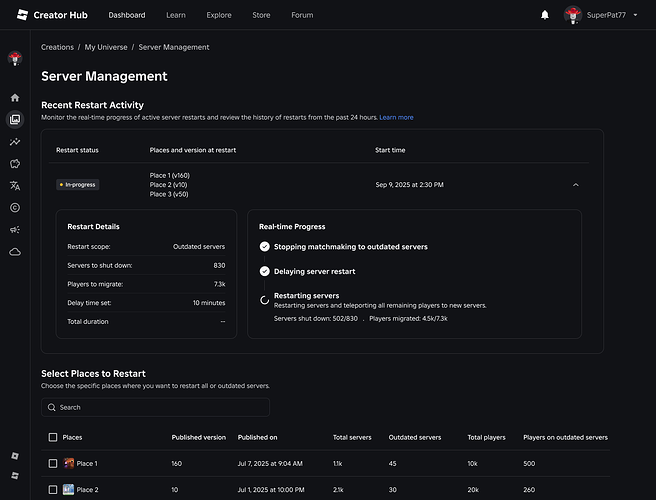 Introducing Server Management - Announcements - Developer Forum | Roblox