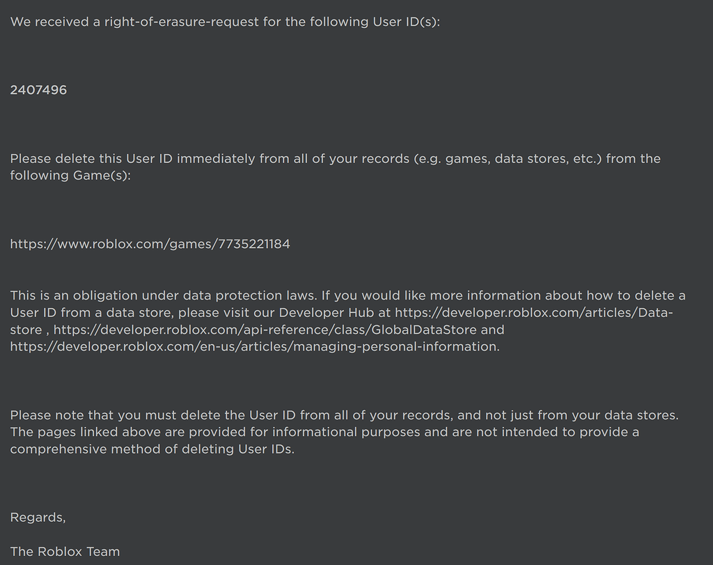 Message from Roblox - Platform Usage Support - Developer Forum | Roblox